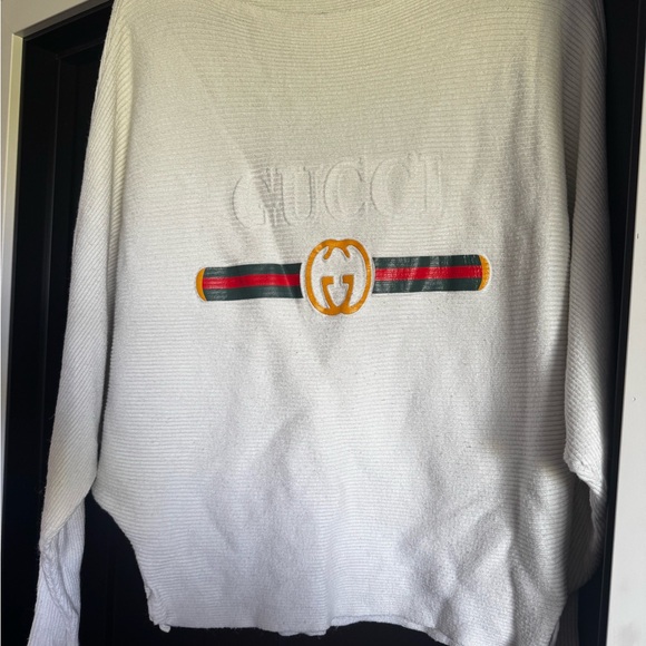 Gucci | Sweaters | Gucci White Knit Sweater With Iconic Stripe | Poshmark